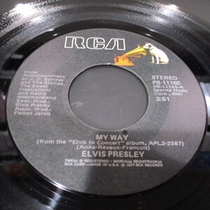 Vintage 1977 Elvis Presley "my Way" 45 RPM Vinyl Record - Etsy