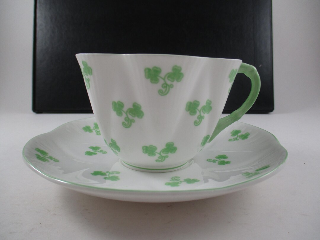 Shelley Fine Bone China Shamrock Pattern Vintage Fluted Cup and Saucer ...