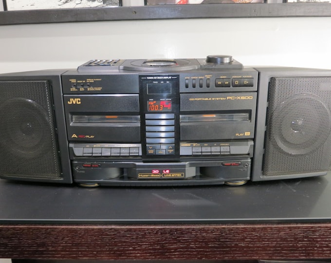 Vintage 1990 Boom Box JVC Model PC-X500 Cassette Cd Portable Boom Box ...