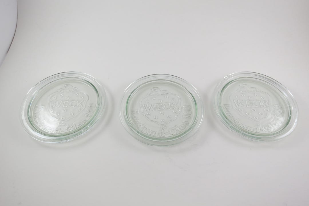 Set of Three Vintage Weck German Canning Jar Lids Rundrand Glass 100 ...