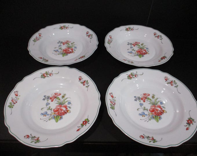 Set of Four ARC Arcopal France Provincial Floral Scalloped 9 Inch ...