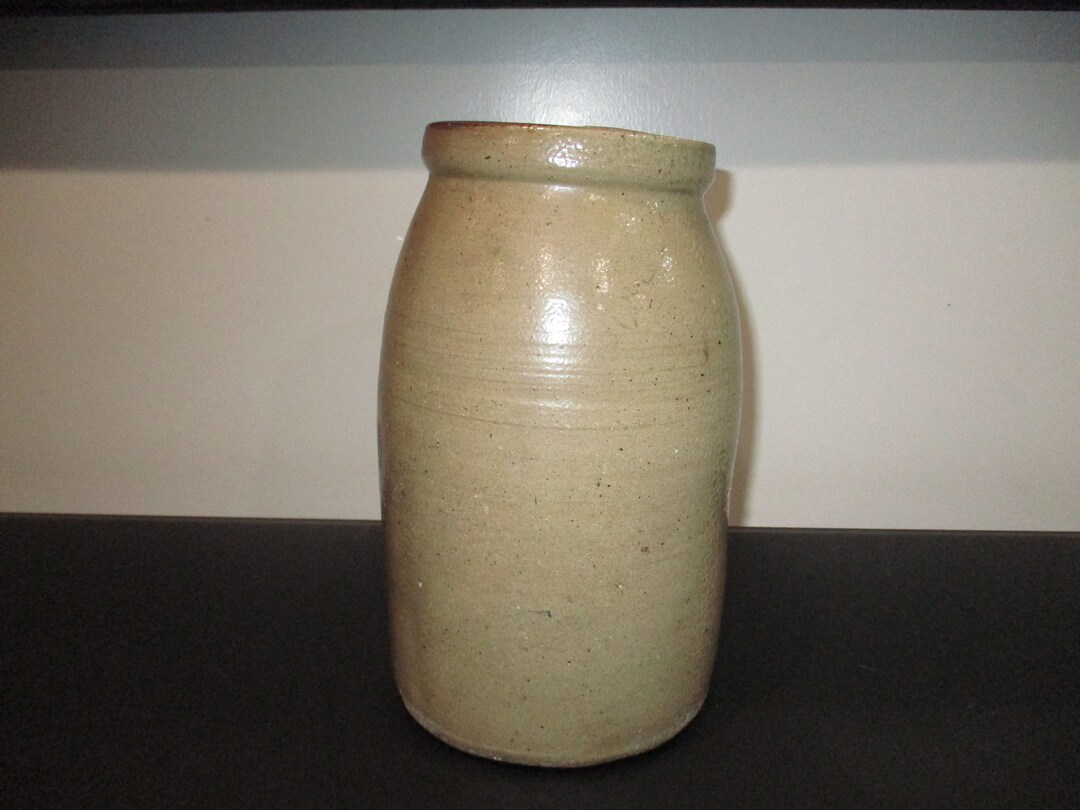 Beautiful Vintage Tan Stoneware Pottery Crock 10 1/2 Inches Tall ...