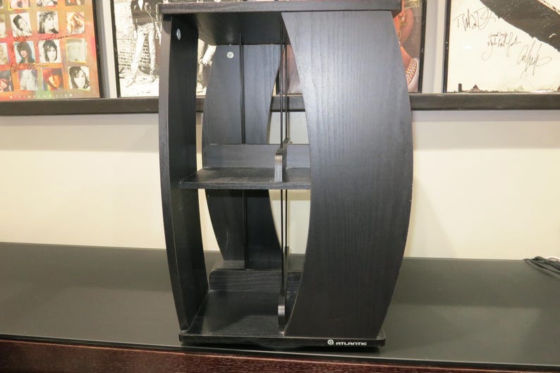 Vintage Black Wooden CD Storage Tower: Rotating Media Holder, 160 Cds ...