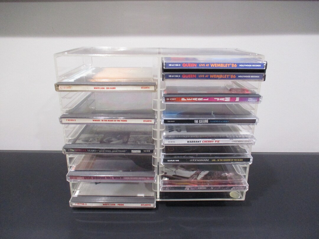 Vintage 1993 Clear Acrylic CD Holders Holds 26 Cd's Excellent Used ...