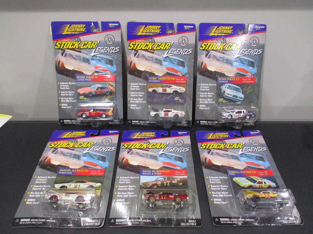 Collection of Six 1998 Johnny Lightning Stock Car Legends Diecast Cars ...