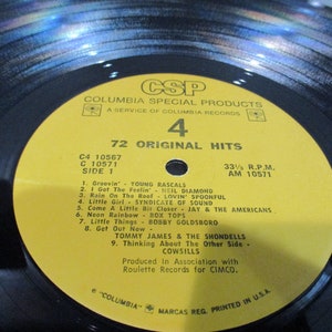 Vintage 1972 Vinyl LP Record Set 72 Top Original Hits Four Record Set ...