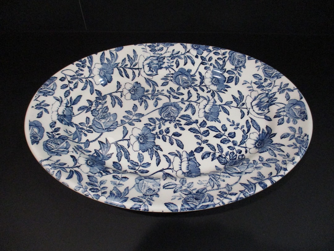 Vintage Churchill Staffordshire England Blue Floral Pattern 12 1/2 Inch ...