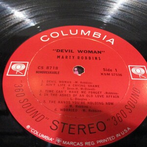 Vintage 1965 Vinyl LP Record Devil Woman Marty Robbins Excellent ...