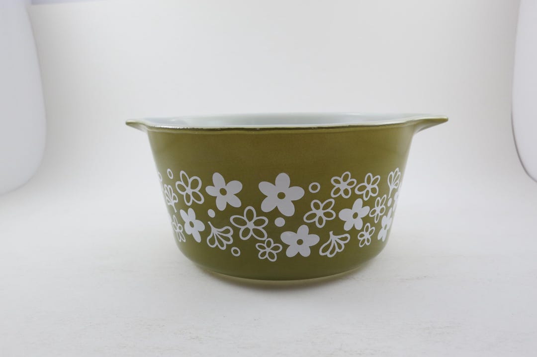 Vintage Pyrex Mixing Bowl: Green Floral Crazy Daisy, 1 Quart - Etsy