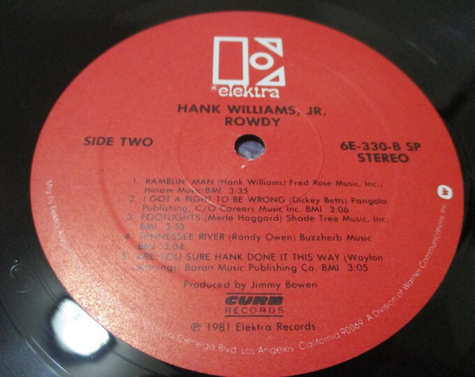 Vintage 1981 Vinyl LP Record Hank Williams Jr Rowdy Excellent Condition ...