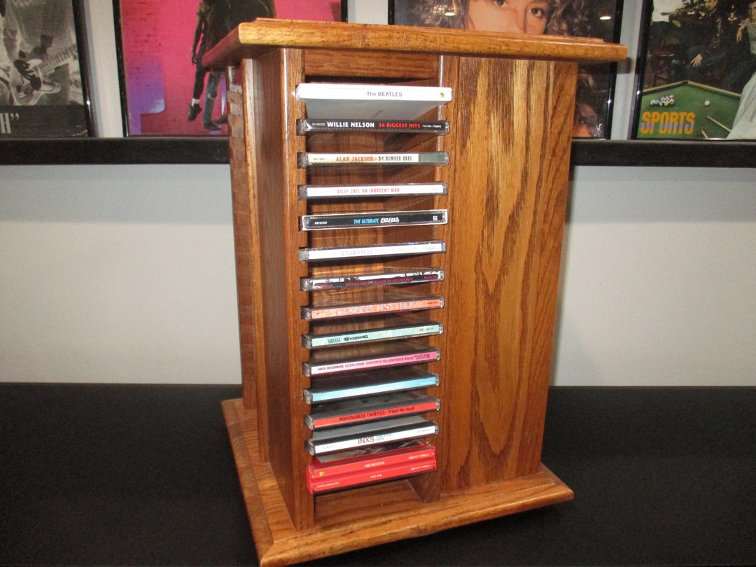 Extra Large Solid Wood Custom Rotating CD Holder Lazy Susan Type Holds ...