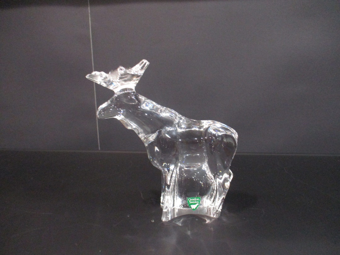 Vintage Orrefors Sweden Crystal Moose Paperweight 5 1/2 Inches Tall ...