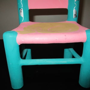 Rare Vintage Solveig Cox Pottery Cat Chair Teal Pink Beige With Mice ...