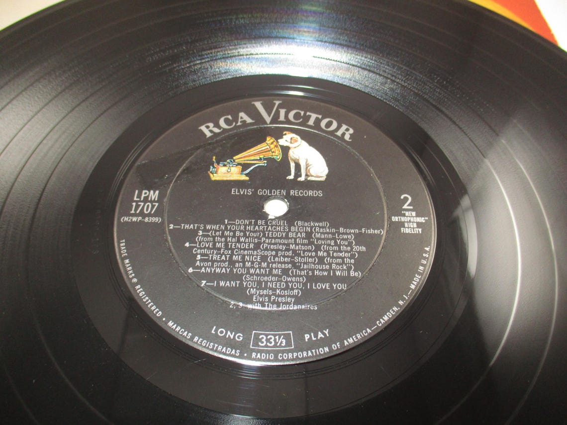 Vintage 1958 Elvis' Golden Records Vinyl LP: First Pressing, Blue ...