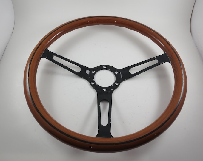Burl Inlaid Walnut 15 Inch Three Spoke Steering Wheel From British ...