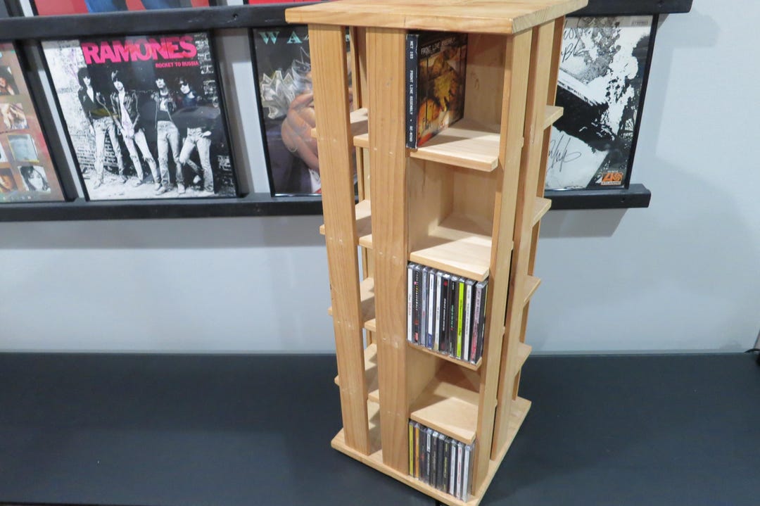 Vintage Napa Valley Wooden Rotating CD Tower: 200 Disc Storage Display ...