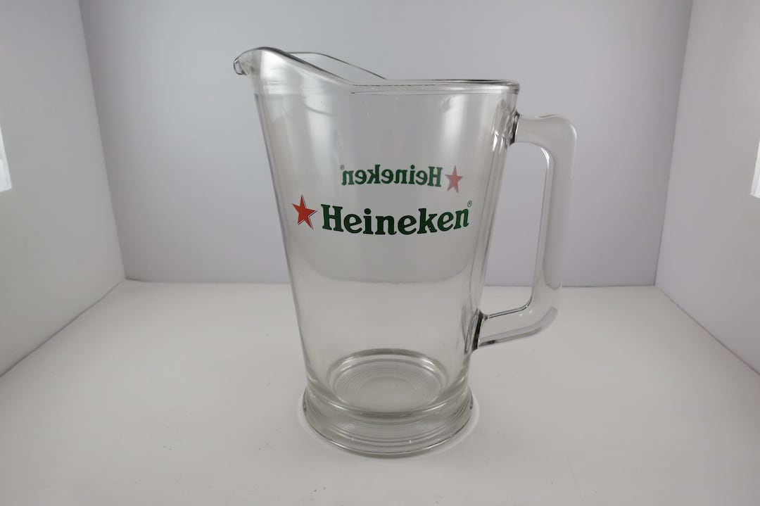 Vintage Heineken Large Heavy Glass Beer Pitcher Excellent Condition 8 1 ...