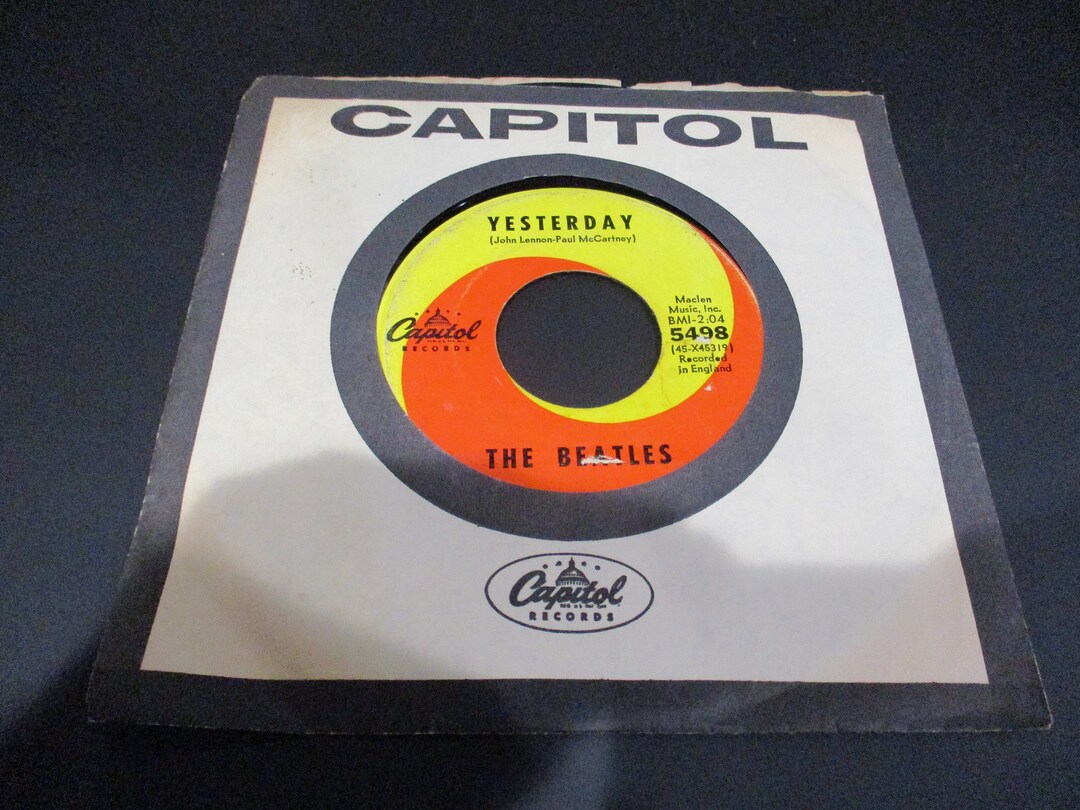 Vintage 1965 Vinyl 45 RPM Record Yesterday Act Naturally the Beatles ...