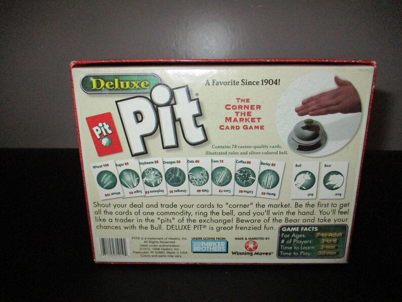 Vintage Parker Brothers Pit Game: Deluxe Edition, 1998, Complete - Etsy