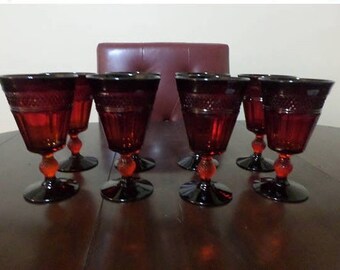 Ruby red water glass | Etsy