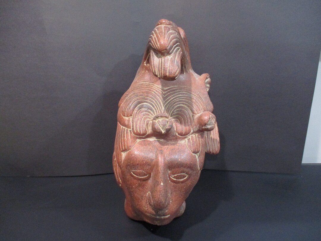 Vintage Mexican Aztec Art Pottery Representing Aut Inah Face Jug Type ...