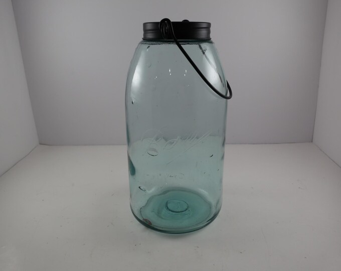 Vintage Aqua Ball Mason Jar Bubbled Glass 9 Inches Tall With Modern ...