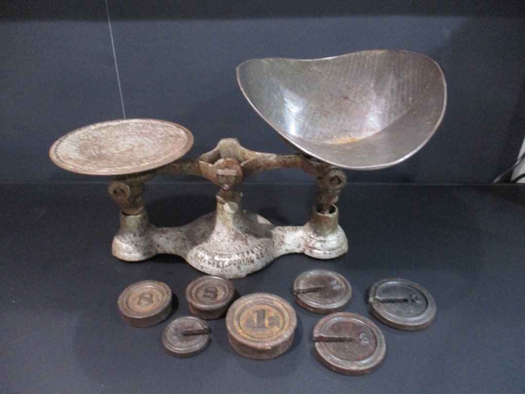 Antique Cast Iron Scale With 7 Weights NY City Serial 02 Type 17 All ...