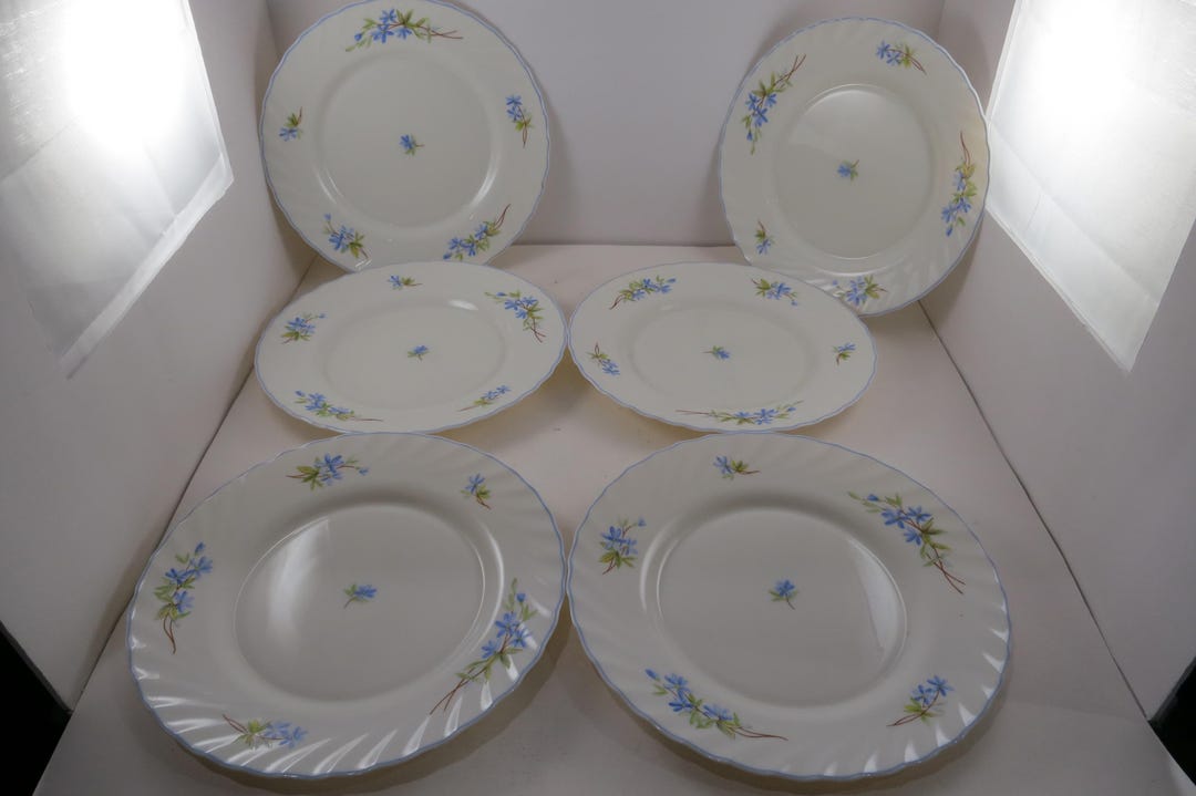 Vintage Arcopal France Dinner Plates: Milk Glass Romantique Pattern ...