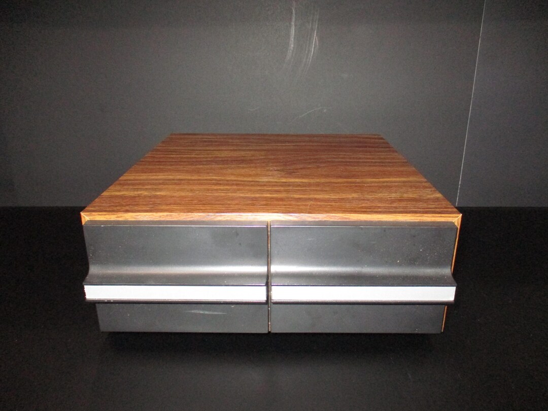 Original 1980's Faux Wood Two Row Hard Cassette Holder Individual Tape ...