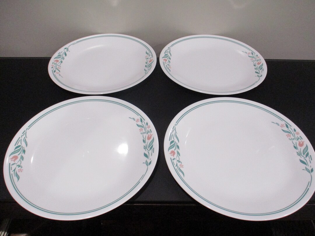 Set of Four Vintage Corelle by Corning Rosemarie Pink Tulips Pattern 10 ...