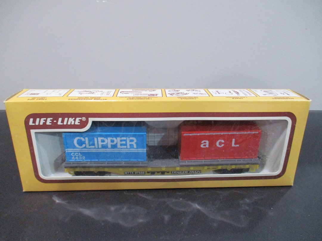 Vintage Life Like Trains HO Scale 8442 Trailer Train Flat Car With 2 ...