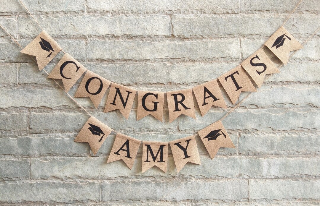 CUSTOM CONGRATS Grad Burlap Banner Graduation Banner Grad - Etsy