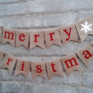 MERRY CHRISTMAS Burlap Banner christmas Banner Holiday - Etsy