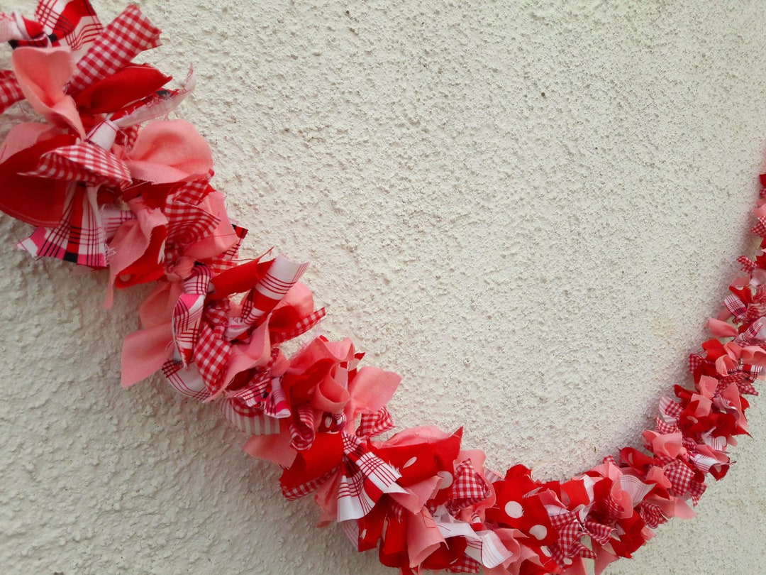 VALENTINE Rag Garland Valentine Decor, Mantle Decor, Valentine Garland ...