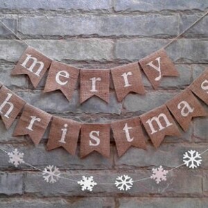 MERRY CHRISTMAS Burlap Banner christmas Banner Holiday - Etsy