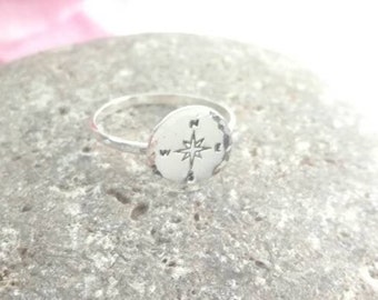 Sterling Silver Mini Compass Ring Traveler's Ring - Etsy