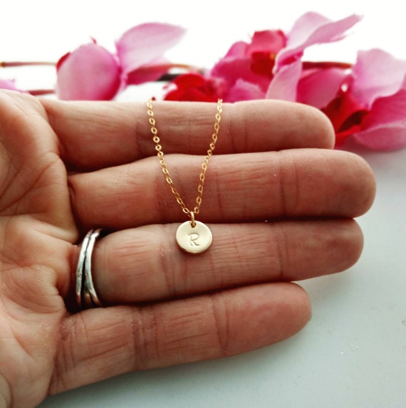 Tiny Initial Necklace With Personalized 14/20k Gold Filled | Etsy