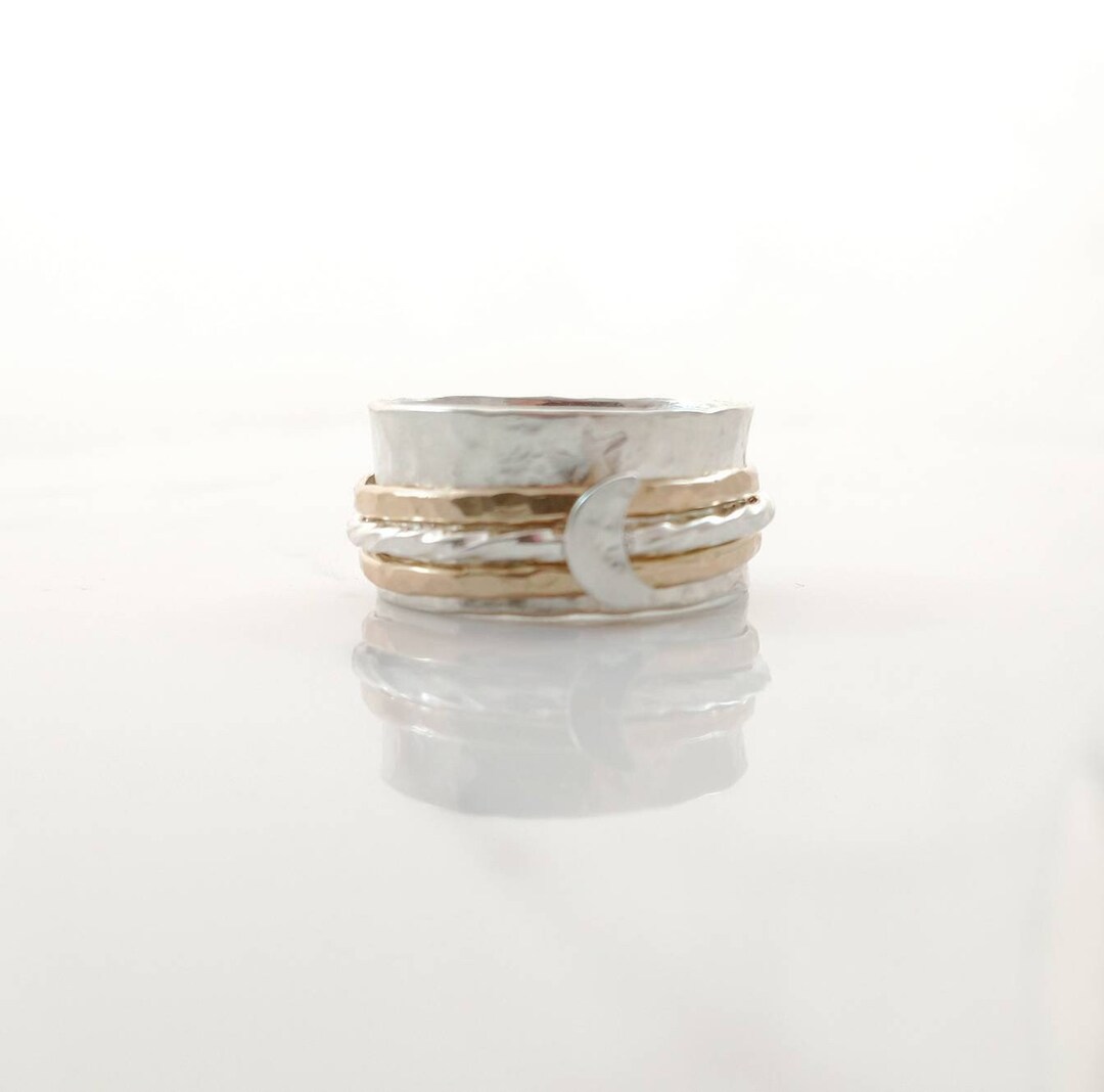 Moon Spinner Ring, Moon and Stars Fidget Ring, Astrology Gift, Anxiety ...