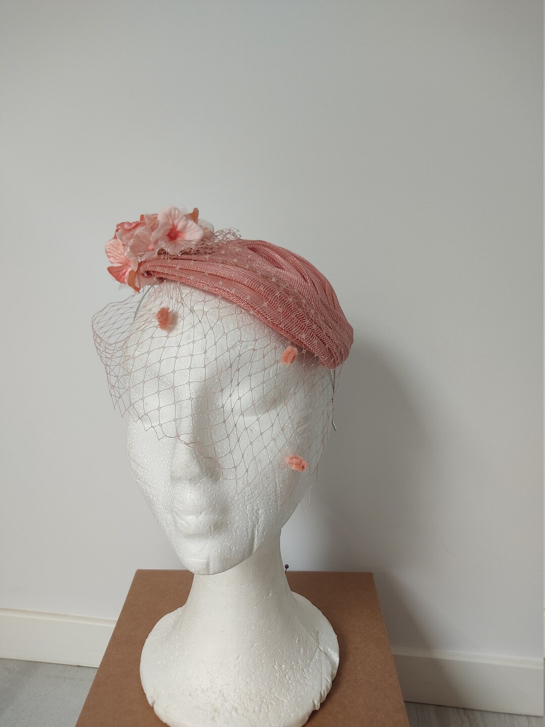 Pink Headdress With Flowers. Kate Headdress Wedding Headdress. Ascot ...
