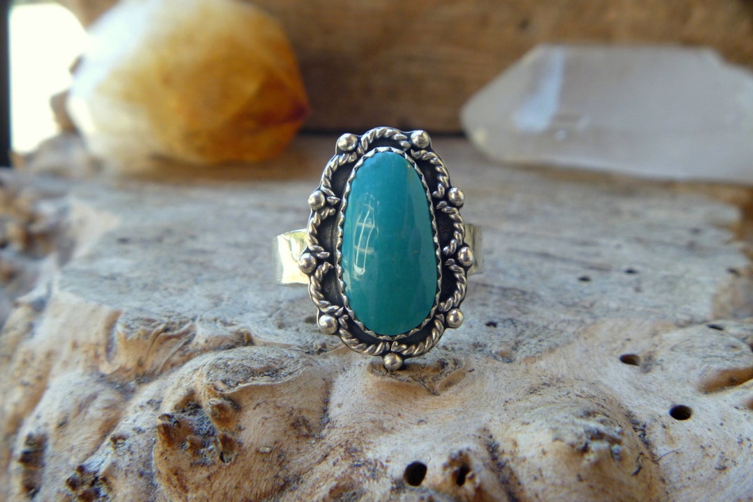 Turquoise Sterling Silver Ring // Size 8.25 // Turquoise Jewelry ...