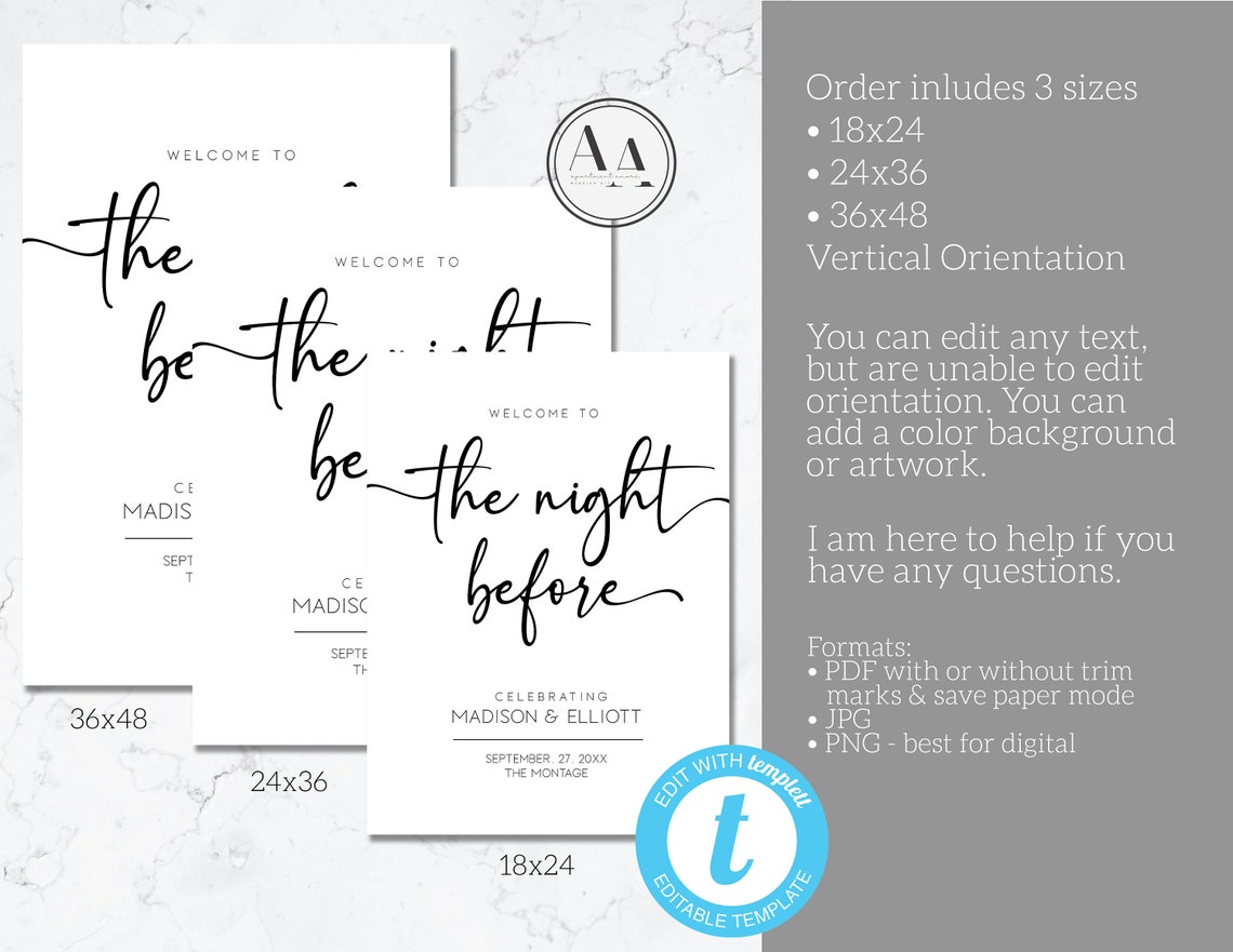 Welcome to the Night Before Sign | Wedding Rehearsal Welcome Sign ...