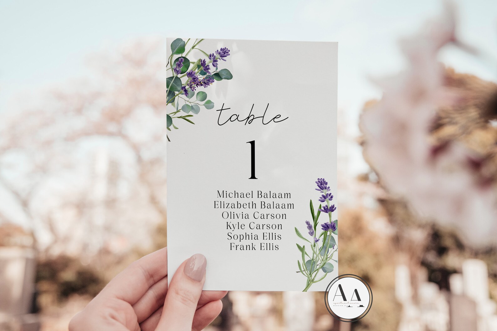 Lavender Eucalyptus Table Seating Chart Card, Lavender Sage Seating ...
