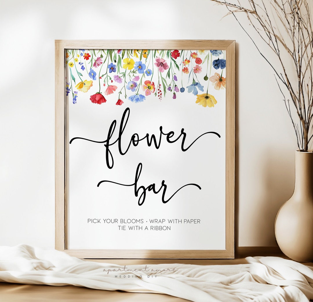 Flower Bar Sign Wildflower Flower Bar Sign Bridal Shower Bouquet Bar ...
