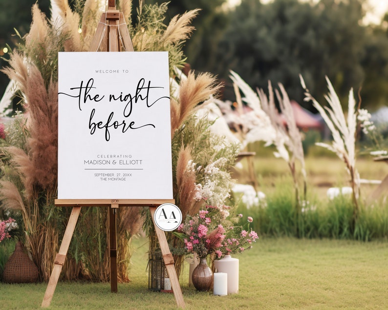 Welcome to the Night Before Sign | Wedding Rehearsal Welcome Sign ...