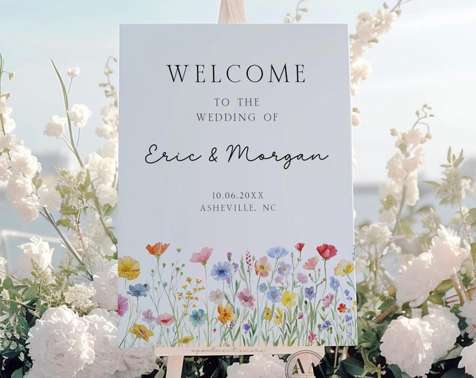 Wildflower Wedding Welcome Sign Template, Wildflower Welcome Sign ...