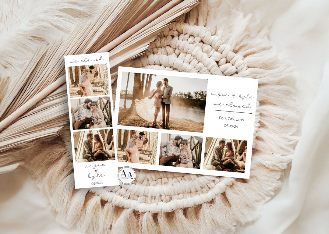 Elopement Announcement Photo Booth Strip, Photo Booth Strip Template ...