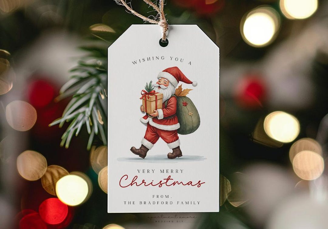 Santa Christmas Gift Tag Holiday Gift Tags Printable Christmas Tags for ...