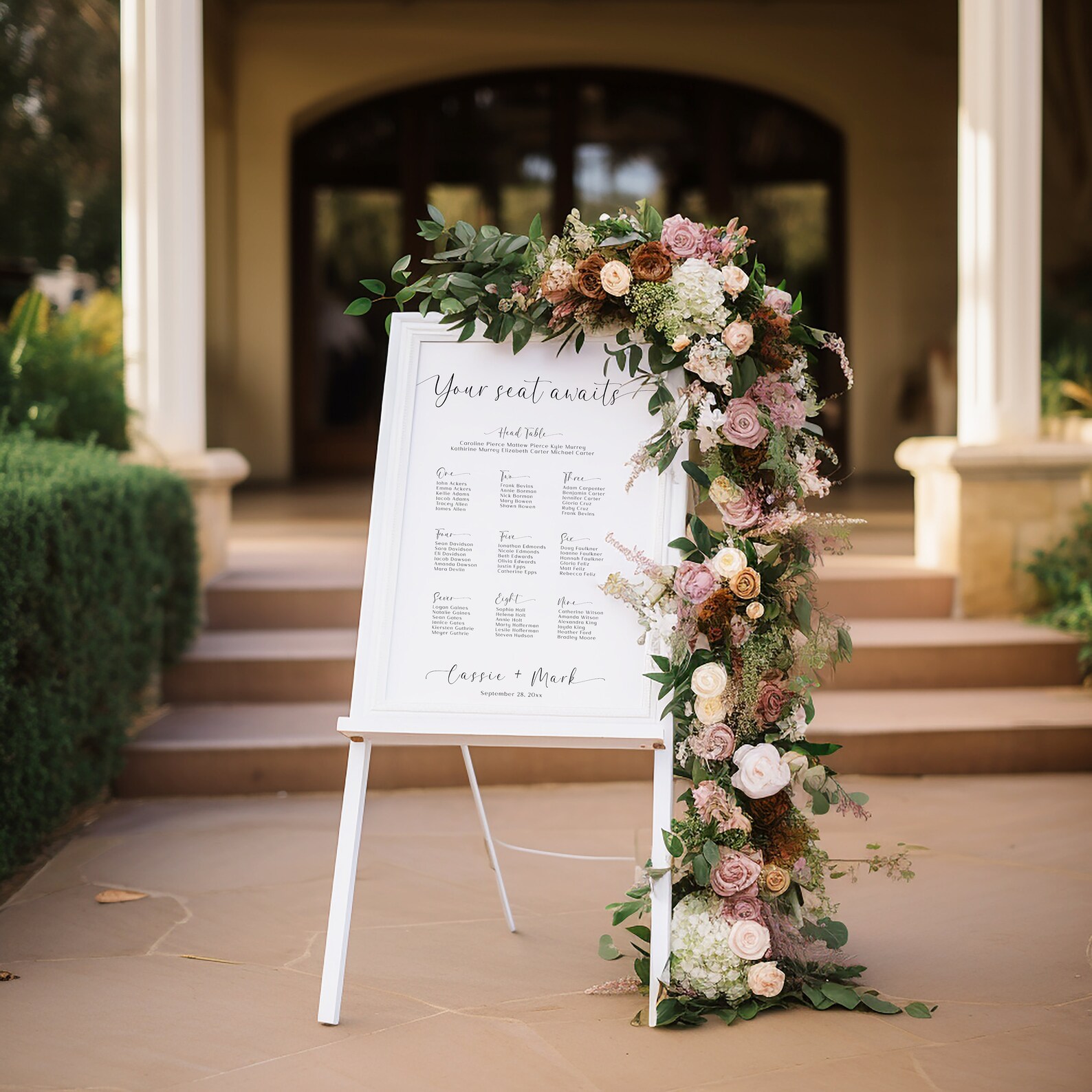 Classic Wedding Seating Table Sign Wedding Seating Plan Template ...