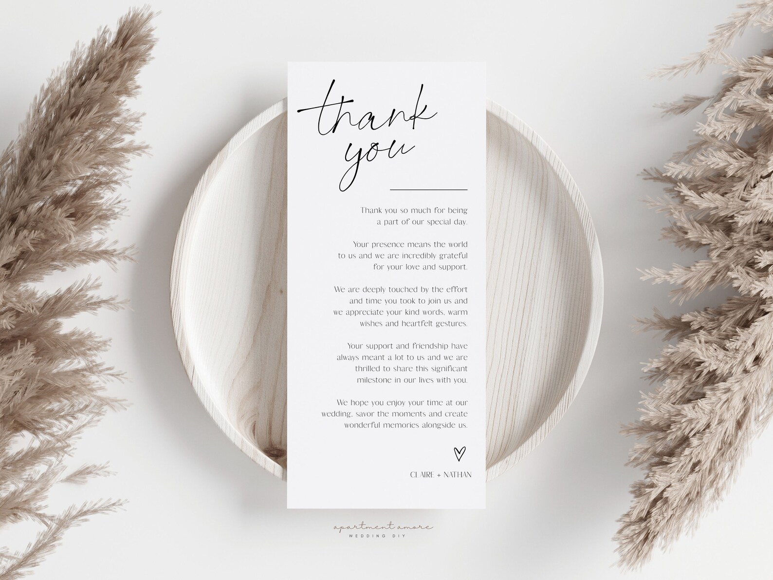 MINIMALIST Wedding Table Thank You Template | Reception Thank You Place ...