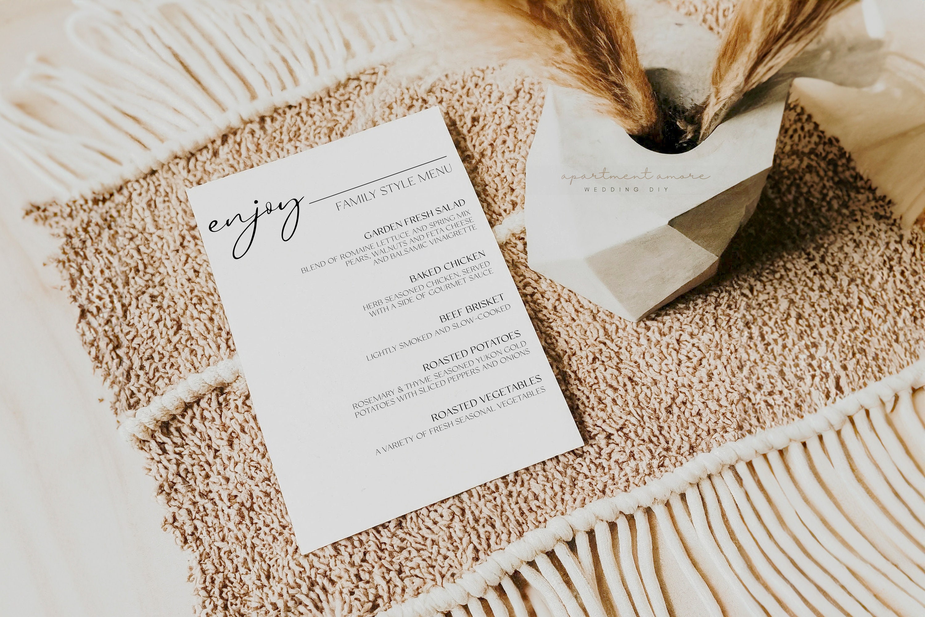 Minimalist Wedding Dinner Menu Family Style Wedding Dinner Menu ...